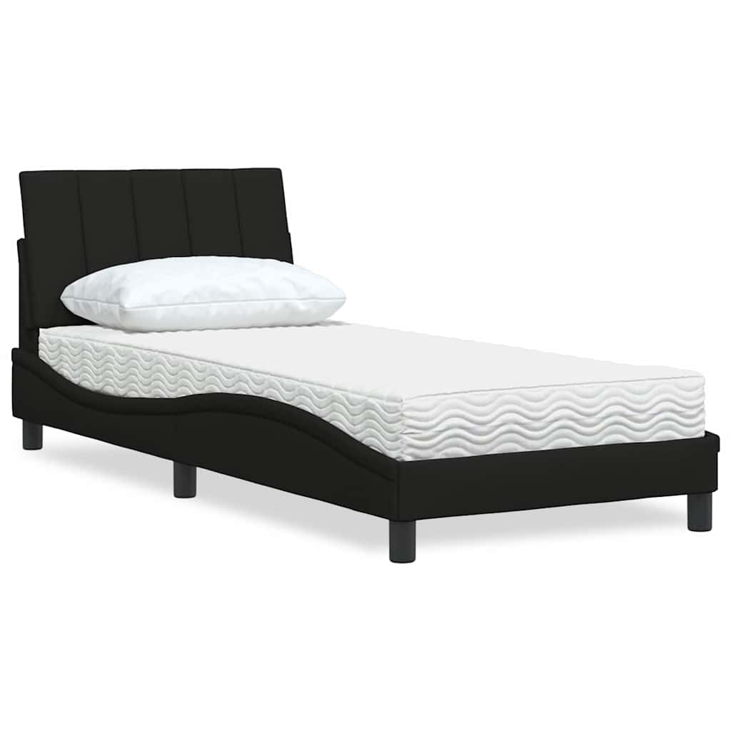 Lit simple | Lit adulte | Lit avec matelas noir 90x190 cm tissu ...