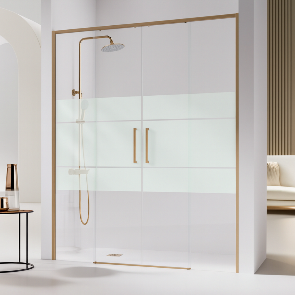 Paroi de douche frontale DELTA - Bronze brossé - 145-147,6 cm - 2 ...