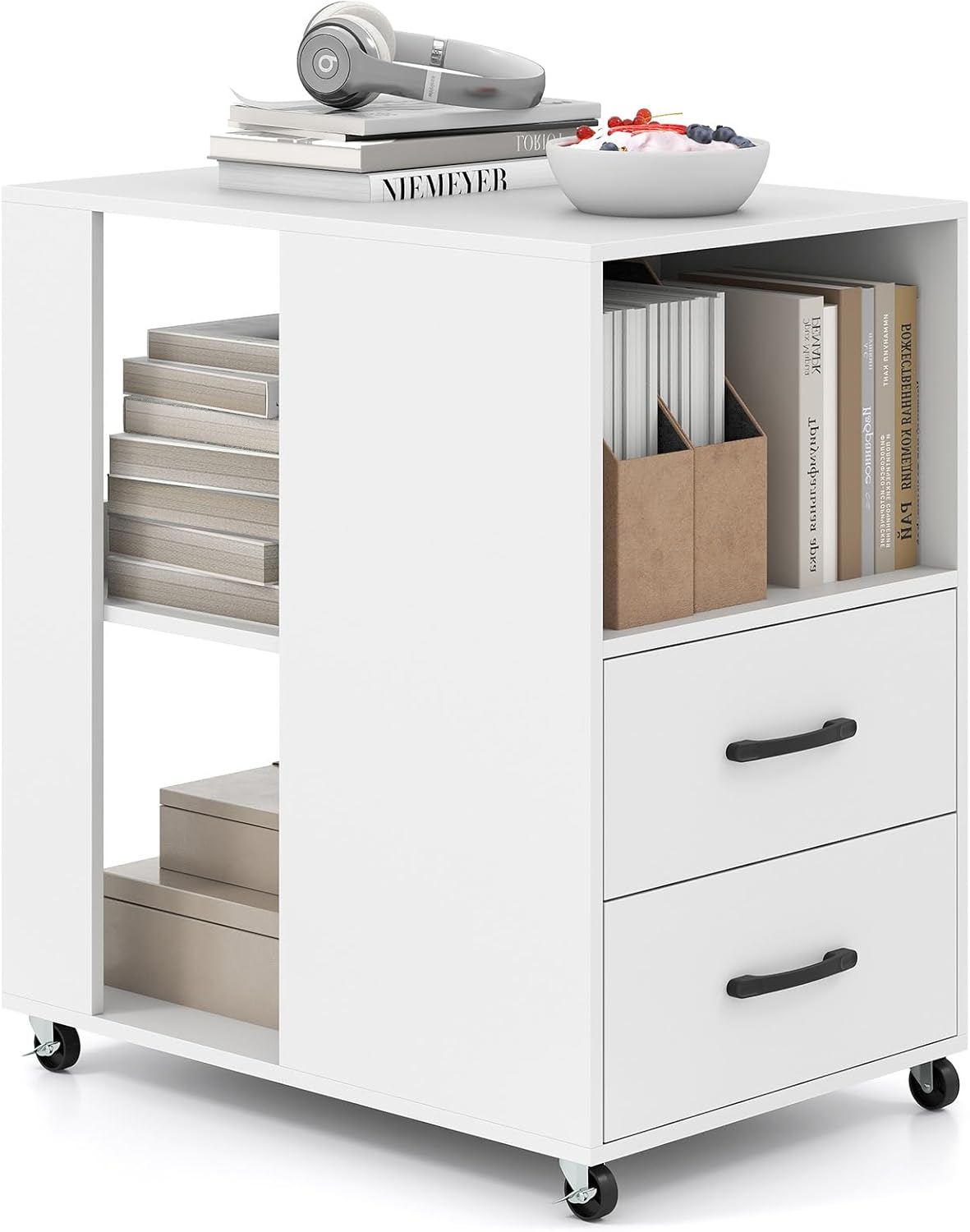 Table de Chevet Latérale Mobile, Table de Nuit avec Station de Recharge ...