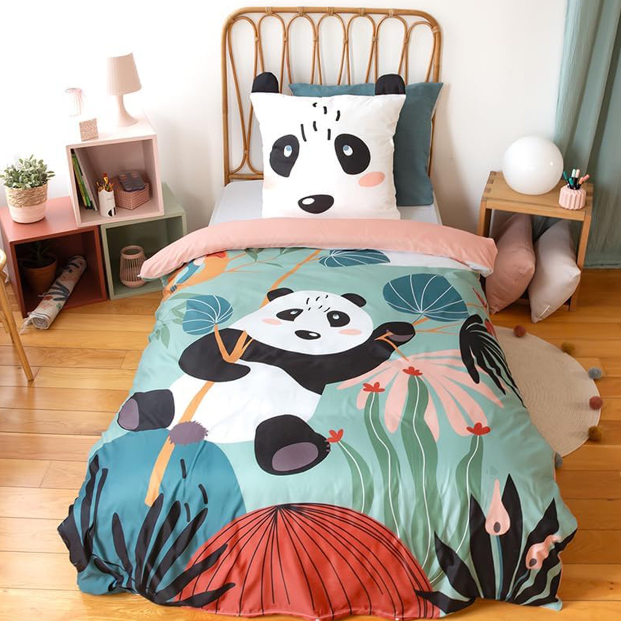 Parure de lit enfant 140x200 cm microfibre PANDA | Leroy Merlin