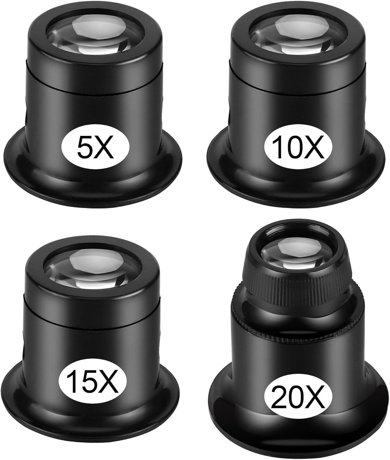Lot 4 loupes bijoutier 5x/10x/15x/20x – Loupe horloger réparation ...