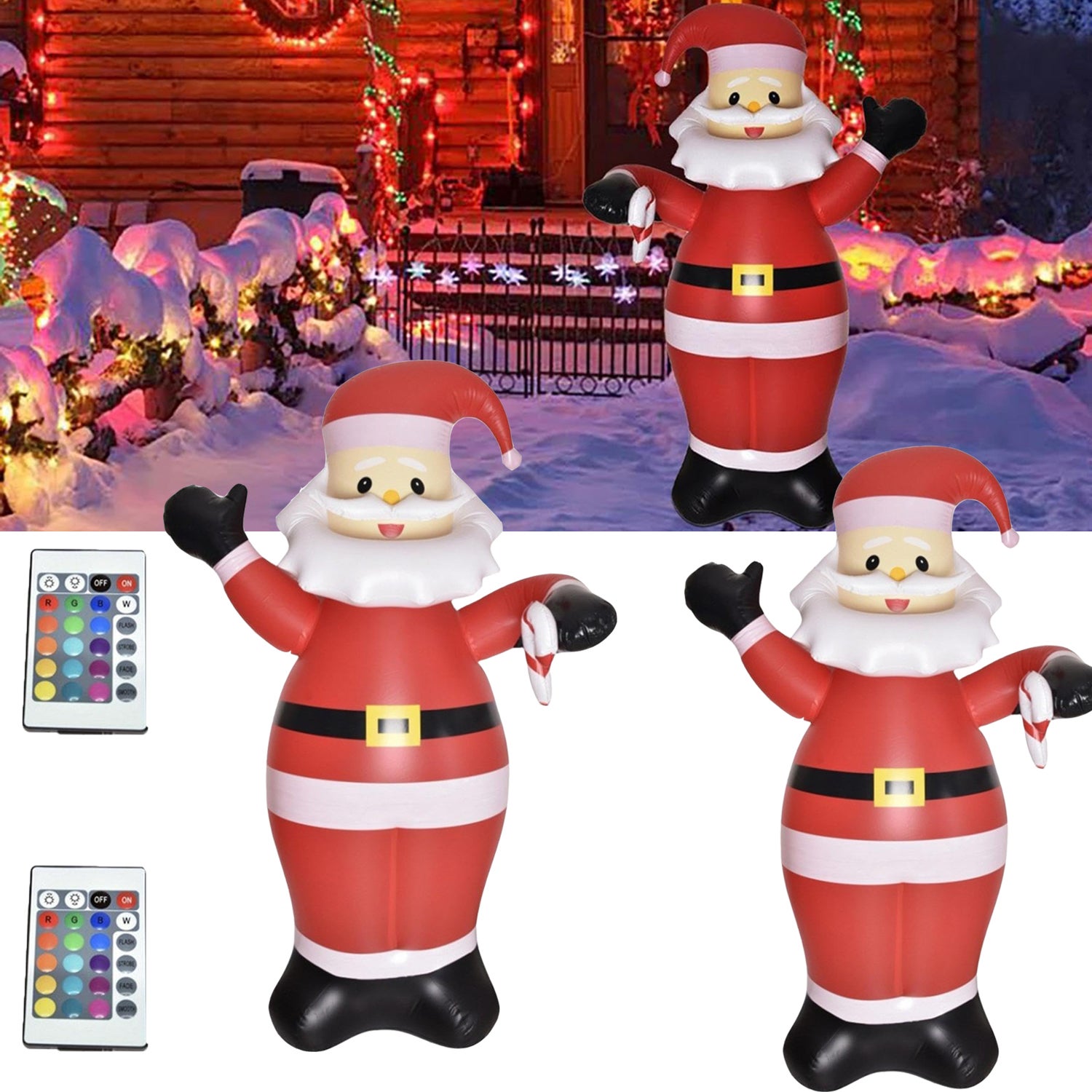 2 décorations gonflables de cour de Noël, décoration gonflable en PVC ...