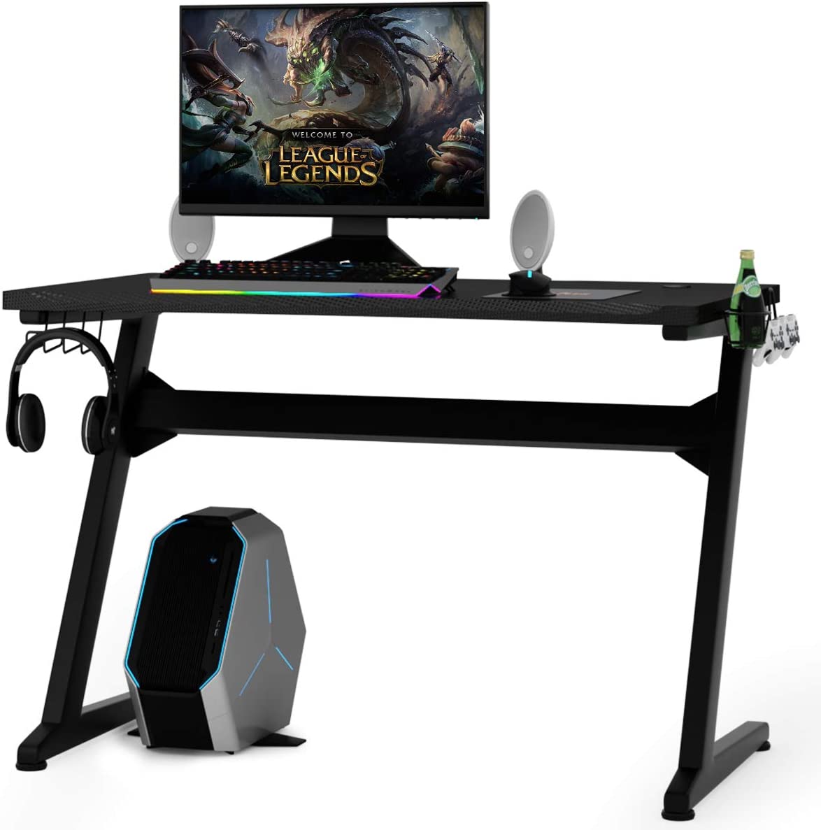bureau gaming,bureau de jeu pour gamer ,1 porte-gobelet,2 crochets ...