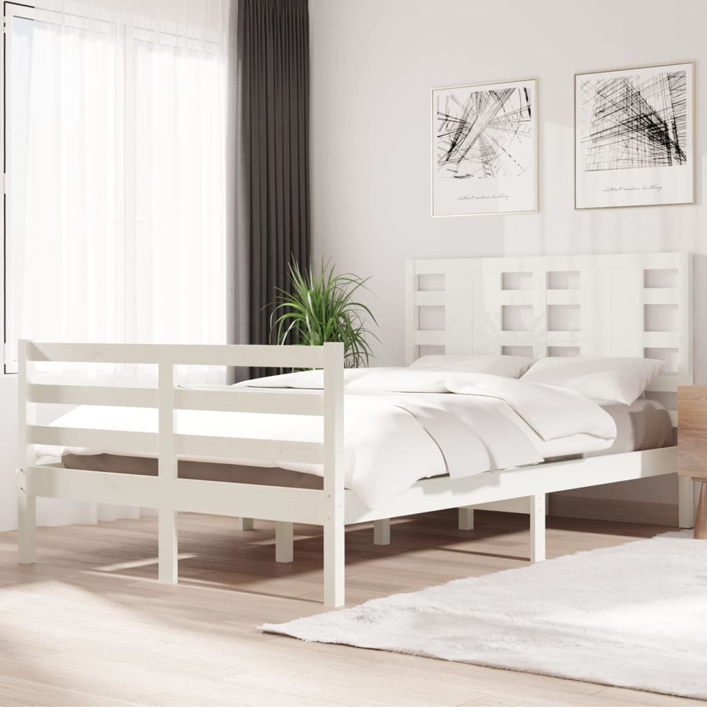 Lit Blanc Bois de pin massif 120x200 6 | Leroy Merlin