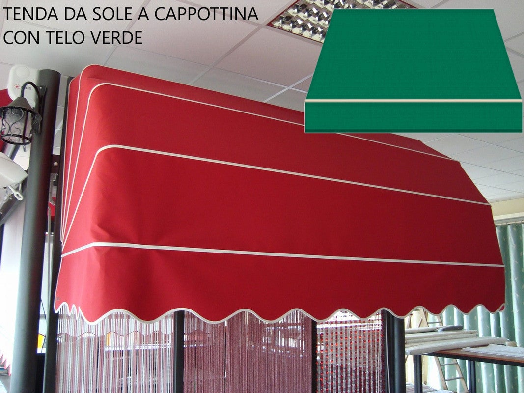 Toldo 4 Rayos, Lona PVC Verde, Anchura 1,50 x proyección 1,20 ...