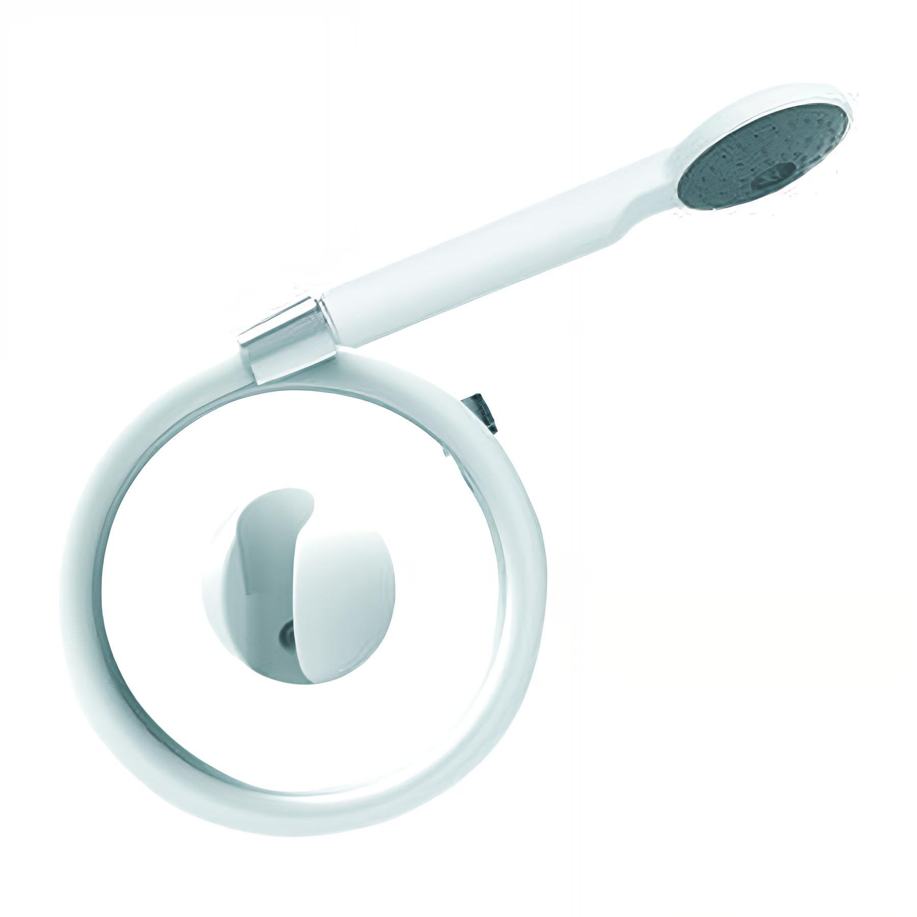 Kit douche 1 jet COLIBRI blanc, flexible PVC blanc 1,50m,support mural ...