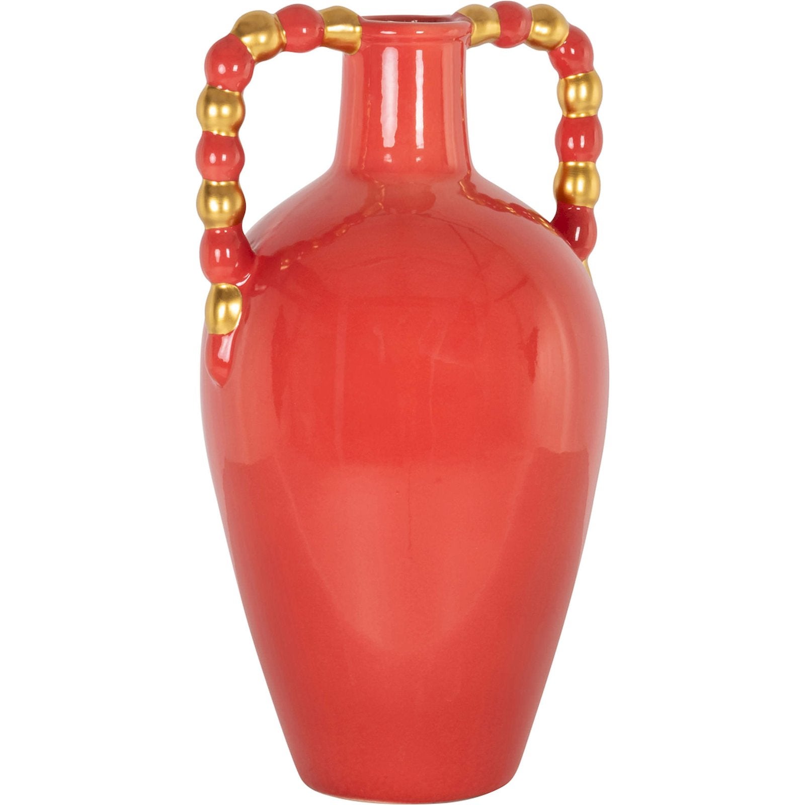 Vase orange en grès à anse perles déco design sculptural 27 x 24 x 45 ...