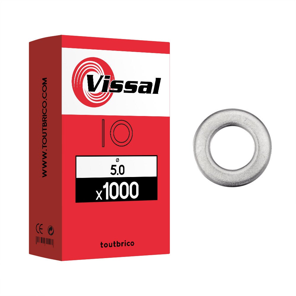Boite 1000 rondelles Ø 5mm type Z zingué - Vissal | Leroy Merlin