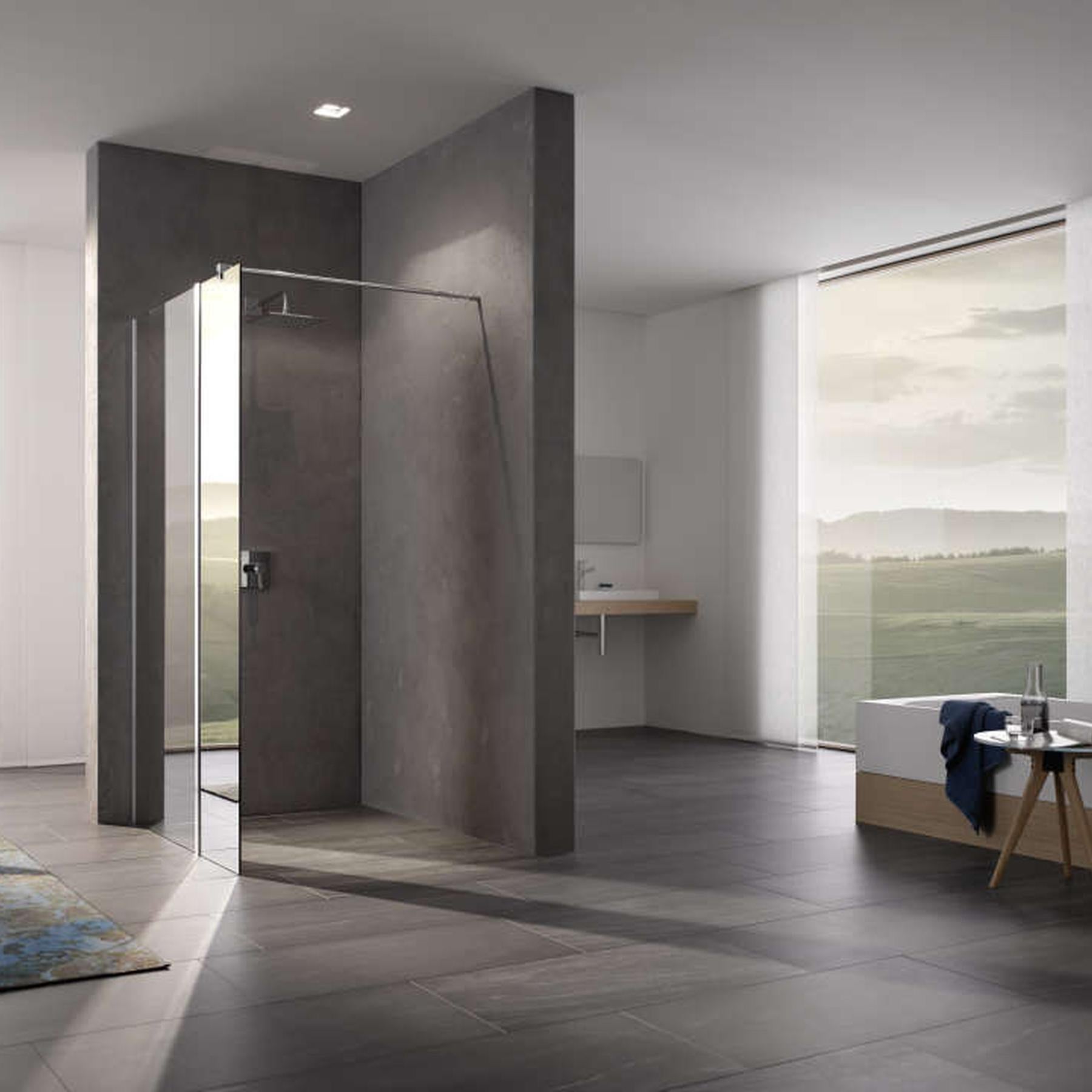 Ducha pared walk-in-SHOWER ancho 40cm altura 200 cm perfil plata espejo ...