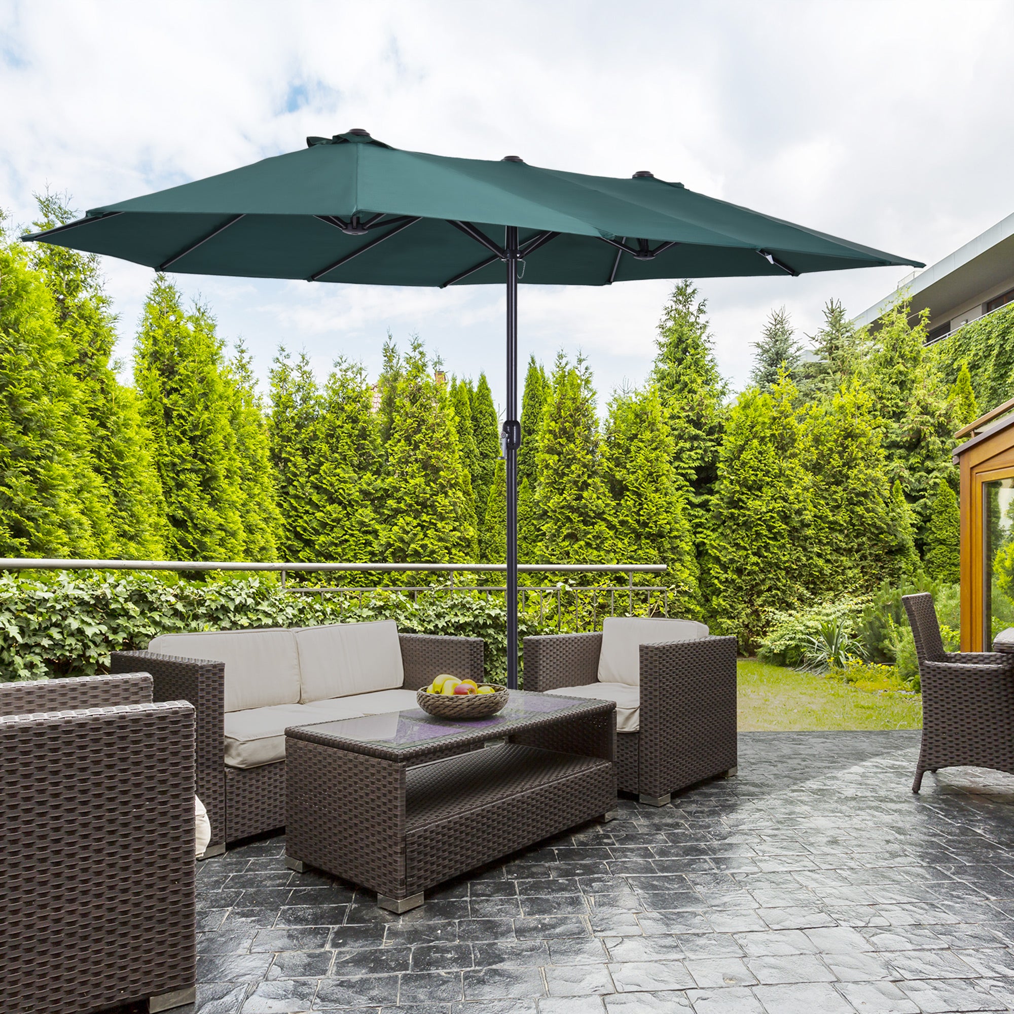 Parasol de balcon Doppler, 460 x 270 x 241 cm, Ø 2,7 m, avec pied ...