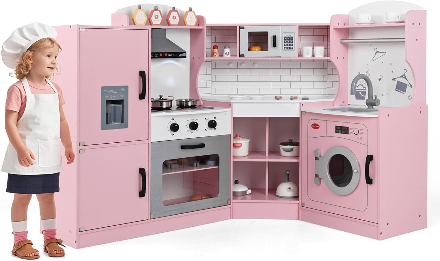 Cuisine Enfant en Bois, Cuisine d'angle avec Machine à Glaçons, Micro ...