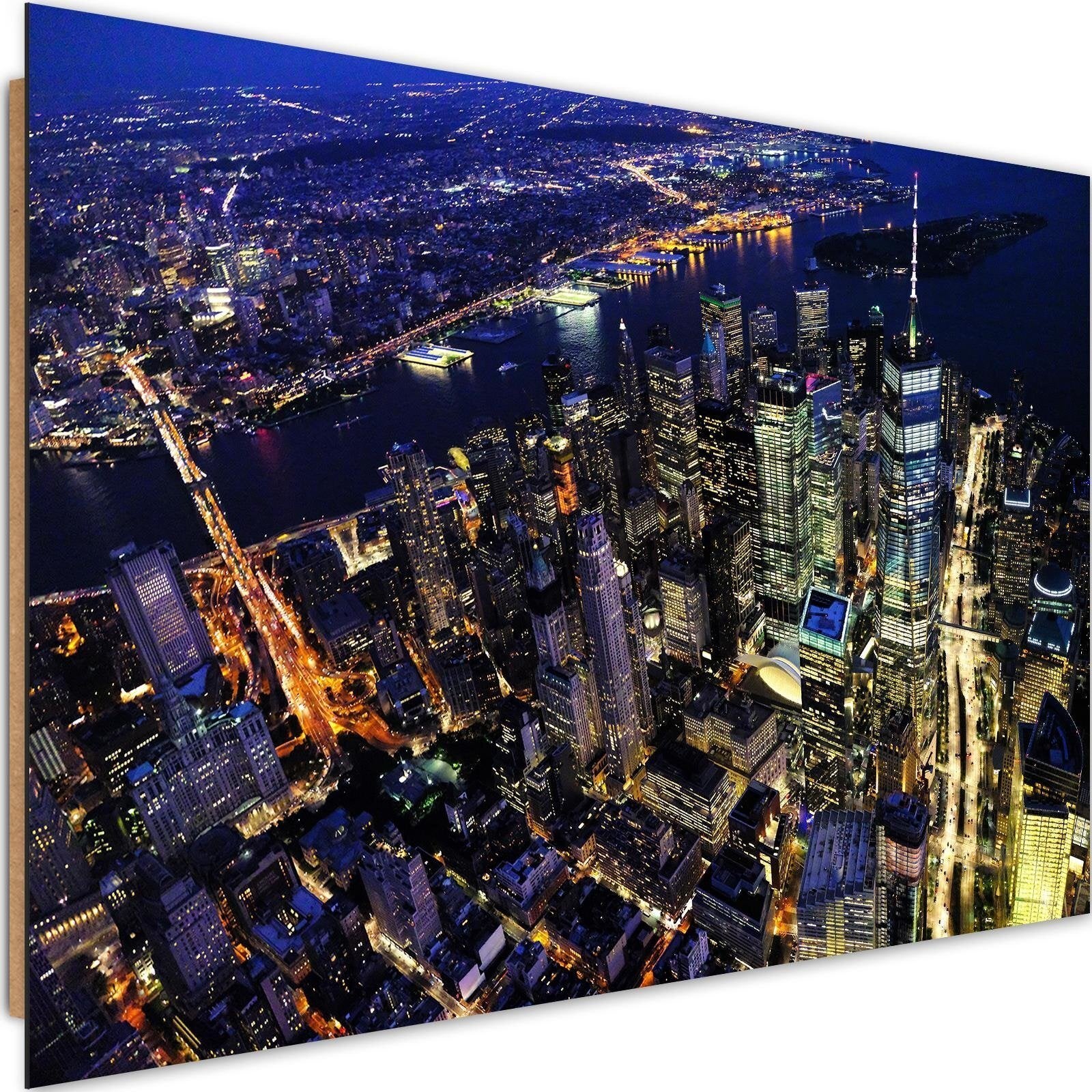 Tableau bois new york la nuit - 90 x 60 cm | Leroy Merlin