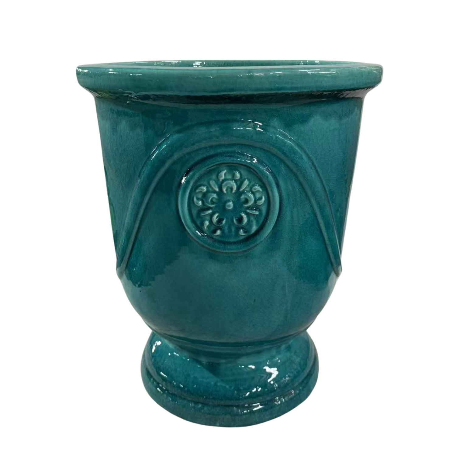 Pot grande taille d'extérieur MOLIERE 32x41cm turquoise, fait main en ...