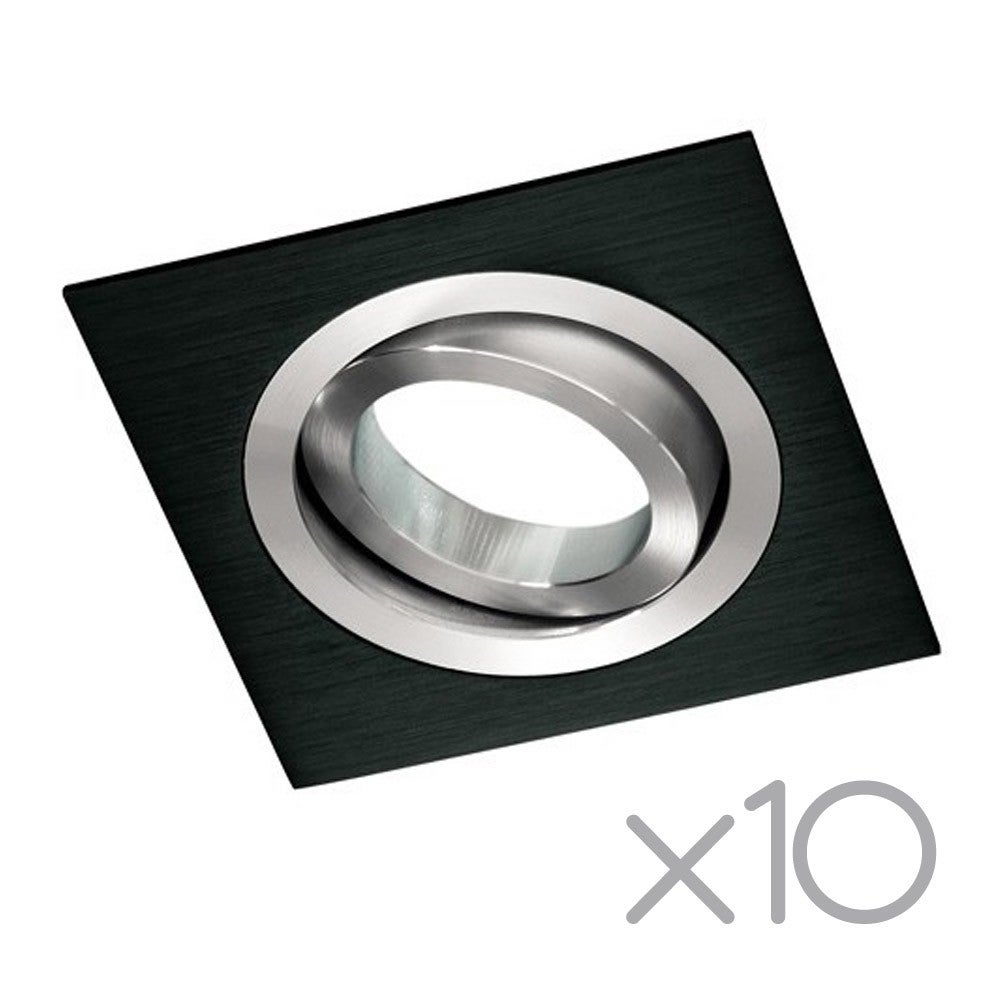 Pack 10 Spot Encastrés Classic Carrés Noir et Intérieur Ajustable en ...