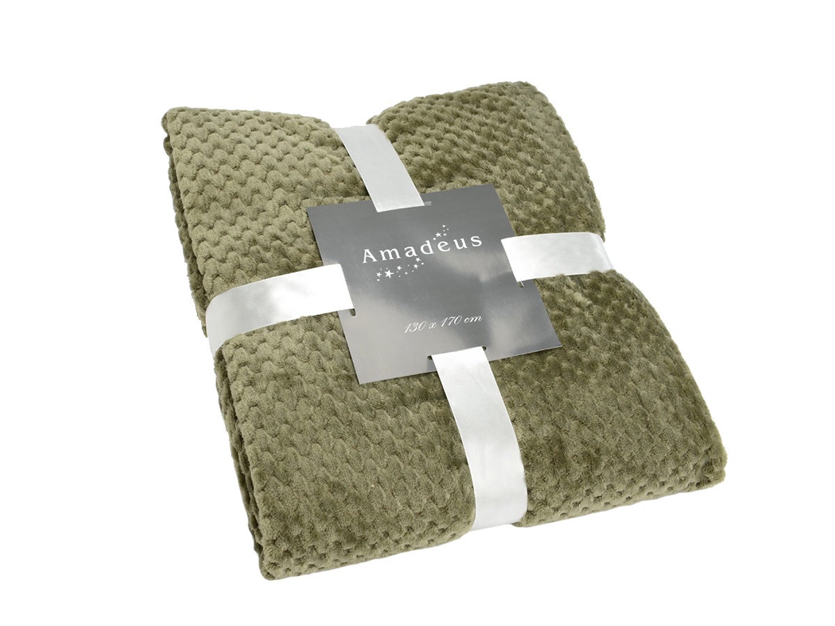 Plaid Damier 130 x 170 cm Vert kaki - Amadeus | Leroy Merlin