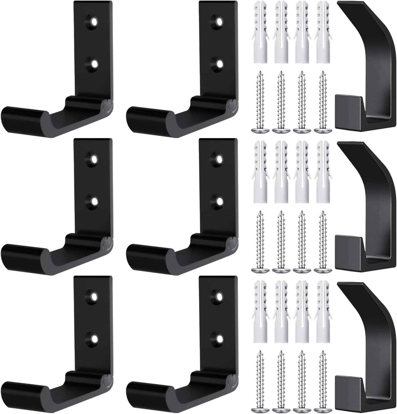 Lot de 6 crochets muraux, 3 crochets hauts et bas, crochets muraux pour ...