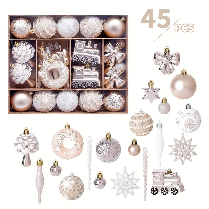 Juego de 45 adornos para árbol de Navidad, juego de bolas navideñas ...
