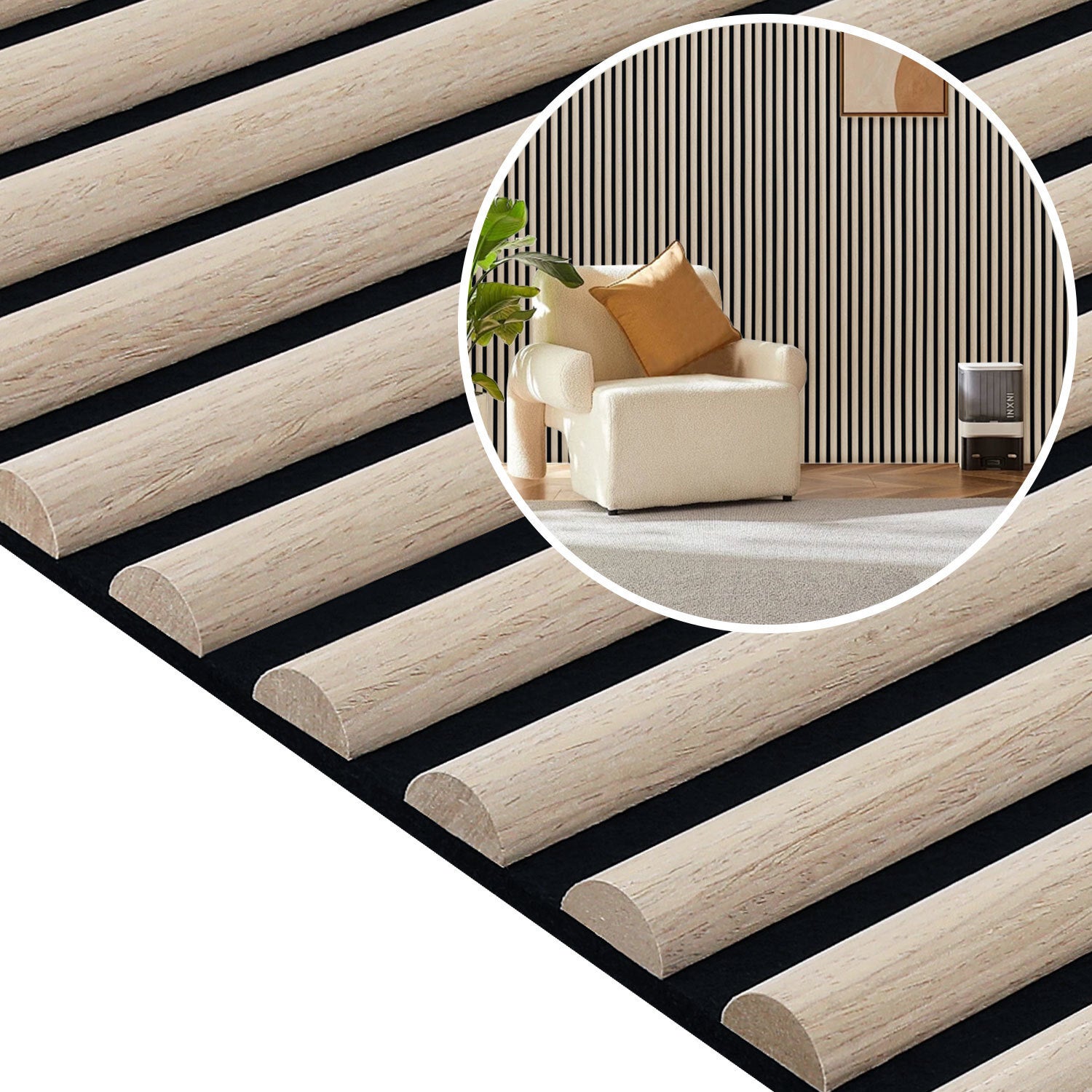 1x Semicirculares Panel acústico de pared MDF Paneles modernos con ...