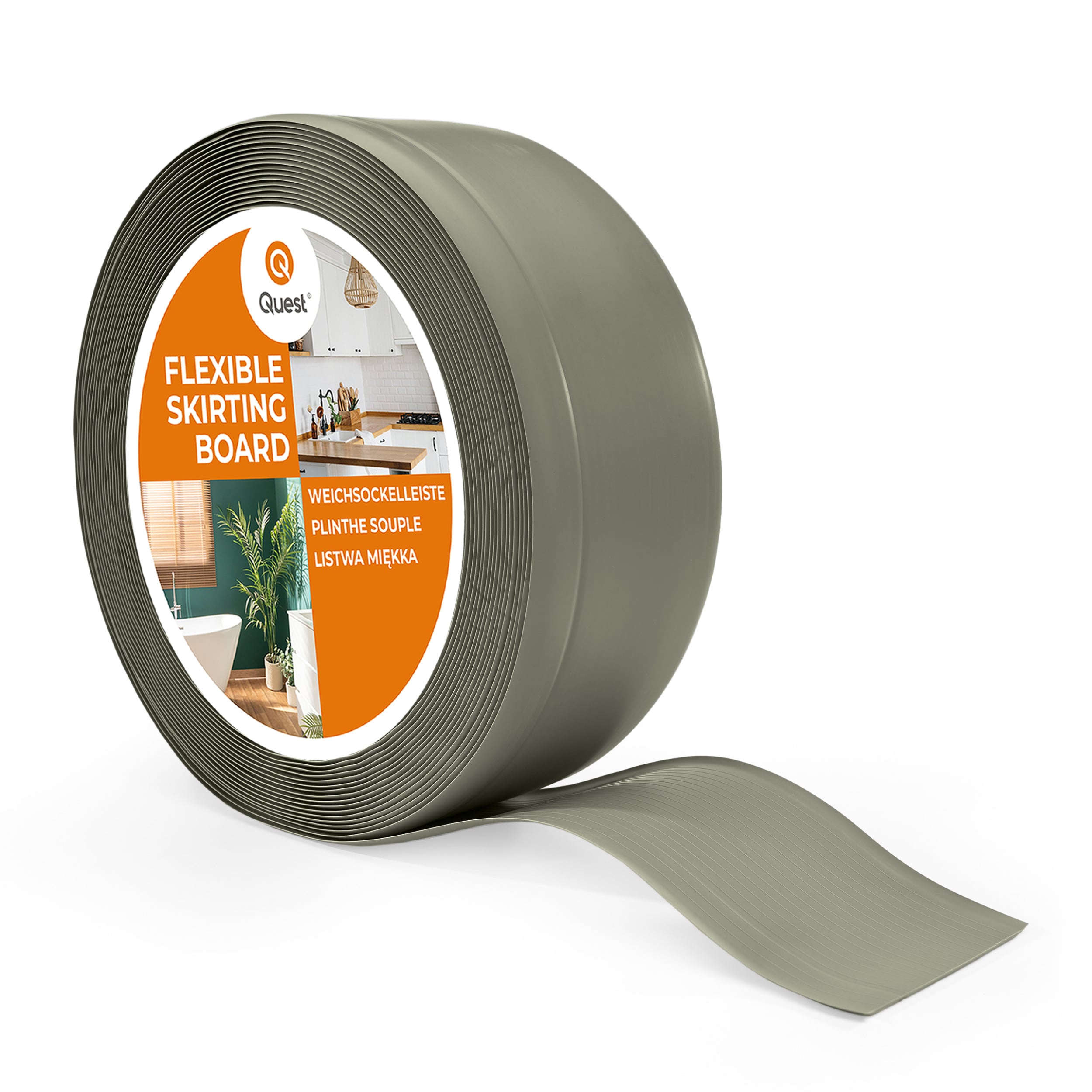 Plinthe souple PVC 70x20 mm - flexible, mur et sol, 20 m, vert olive ...