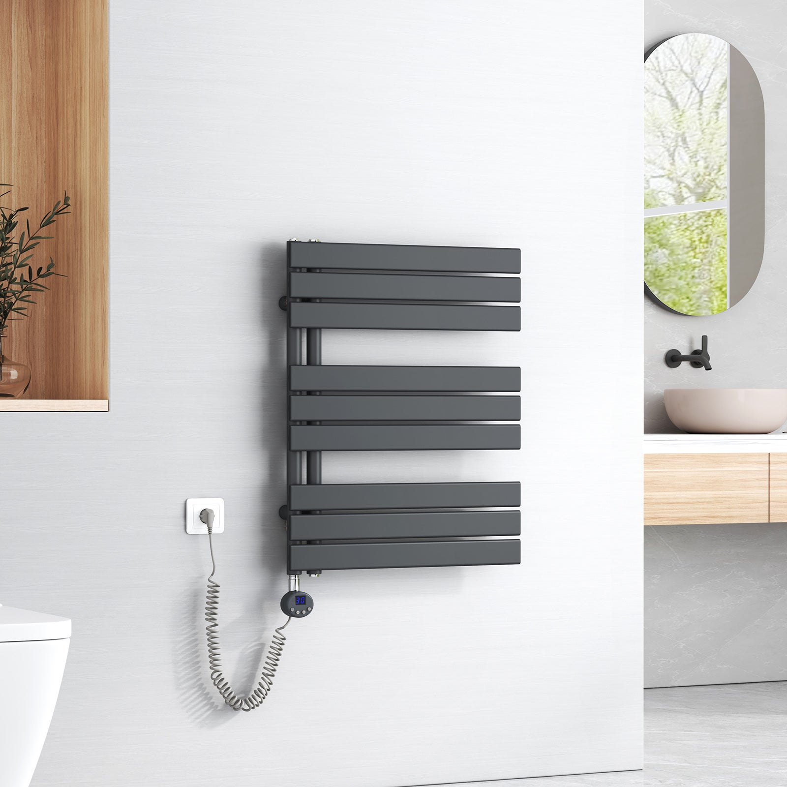 EMKE Radiador toallero eléctrico H.76,2 × A.60 cm con resistencia ...