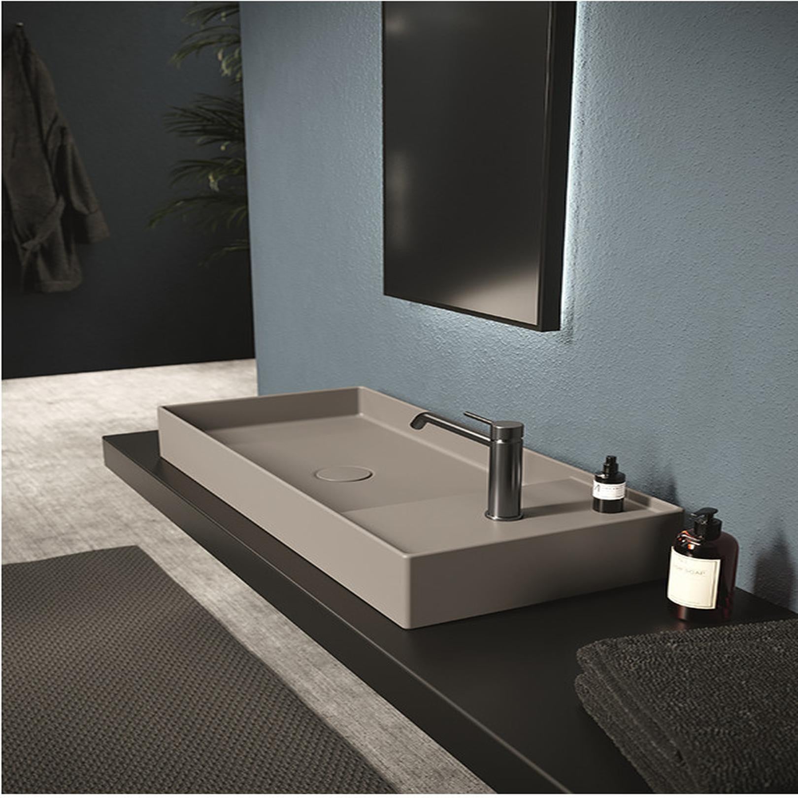 Lavabo, vasque à poser Hide Rectangle 85x37cm Bronze Sans Bonde Sans ...