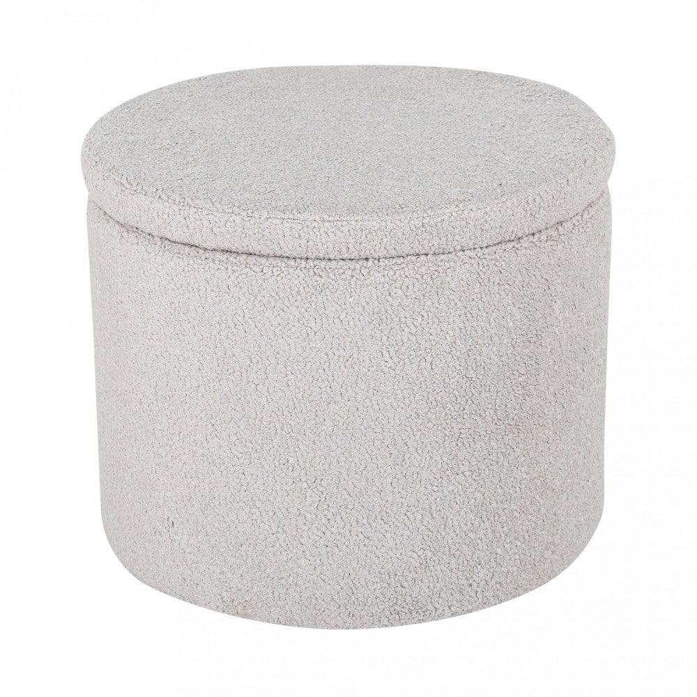 Pouf coffre rond en tissu bouclette ø51cm - Grège | Leroy Merlin