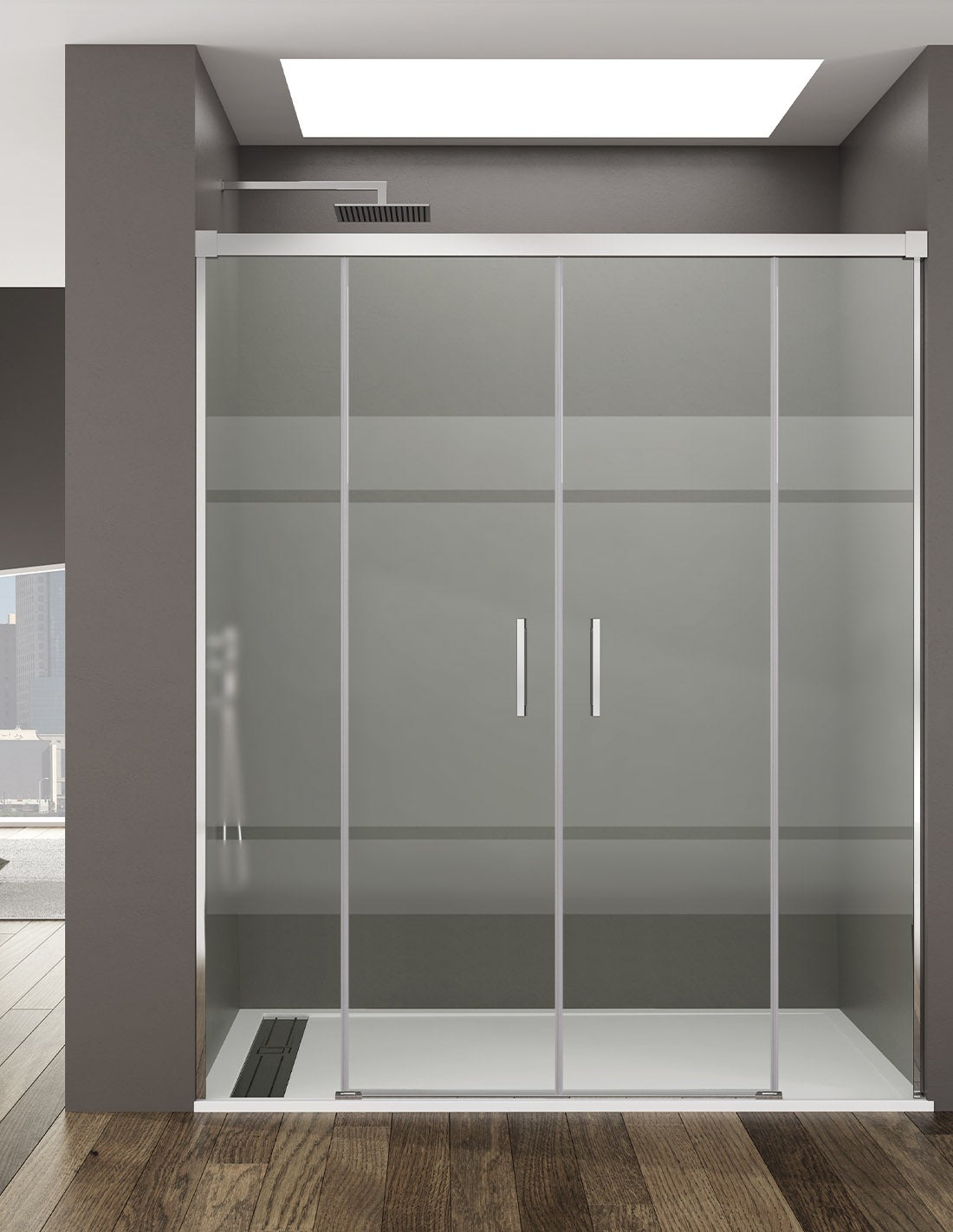 Mampara de ducha Frontal ALLSTONE BASIC 2+2, sin perfil inferior 200 ...