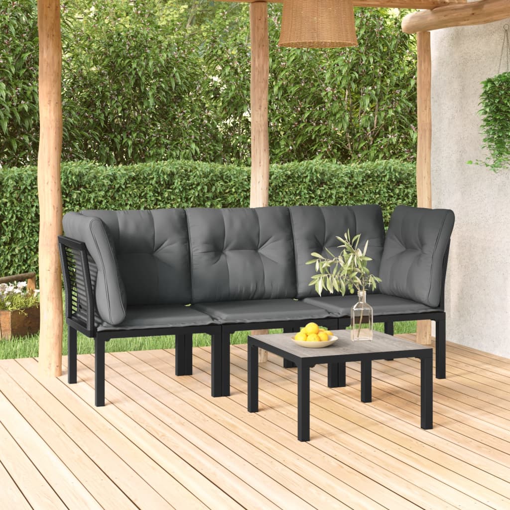 Salon de jardin 4 pcs noir et gris résine tressée | Leroy Merlin
