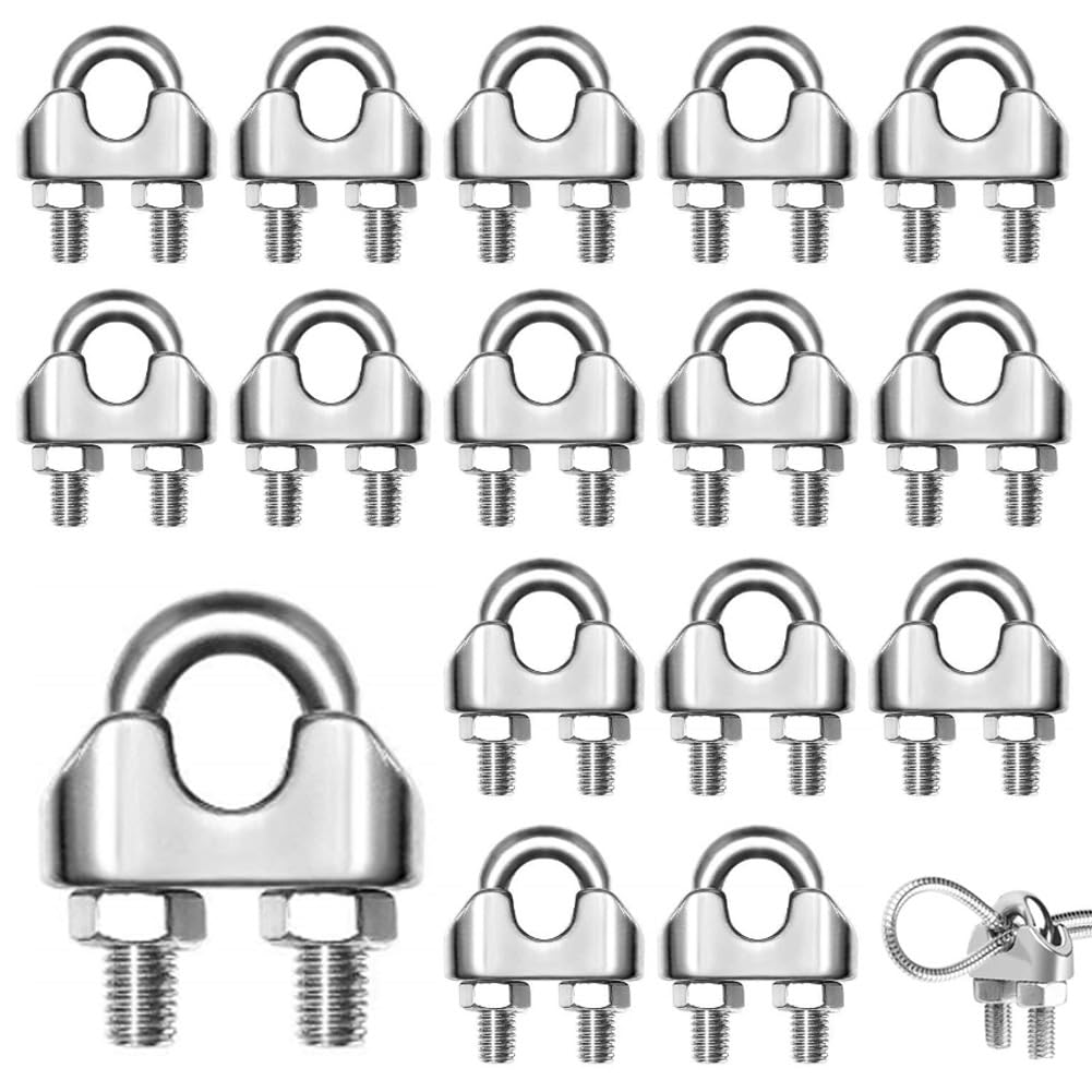 20 Pièces Serre Cable Acier M4 Serre Cable Inox 304 U Boulon Clip de ...