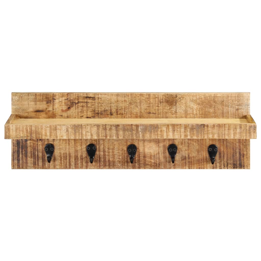 Perchero de pared madera maciza de mango sin tratar 60x15x20 cm ...
