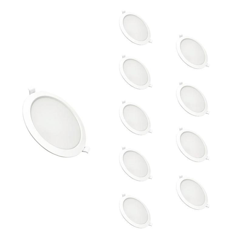 Spot LED Encastrable Rond BLANC 24W Ø225mm (Pack de 10) - Blanc Froid ...