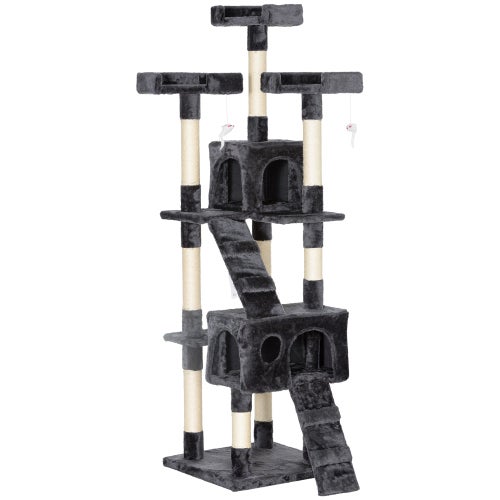 Árbol para gato XXL con nicho, escalera y rascadores, multivías, Gris ...