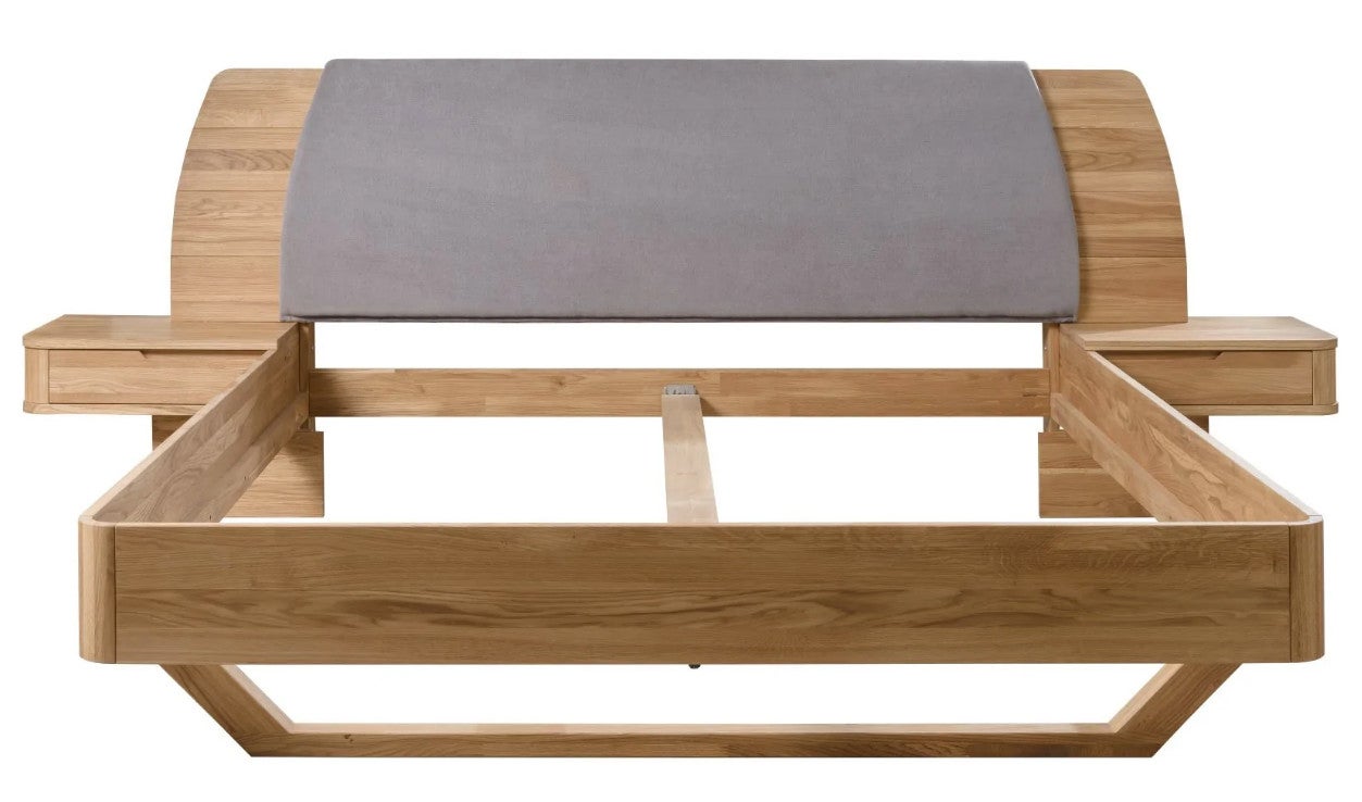 Lit en chêne massif avec tête de lit et 2 tables de chevet Manola ...