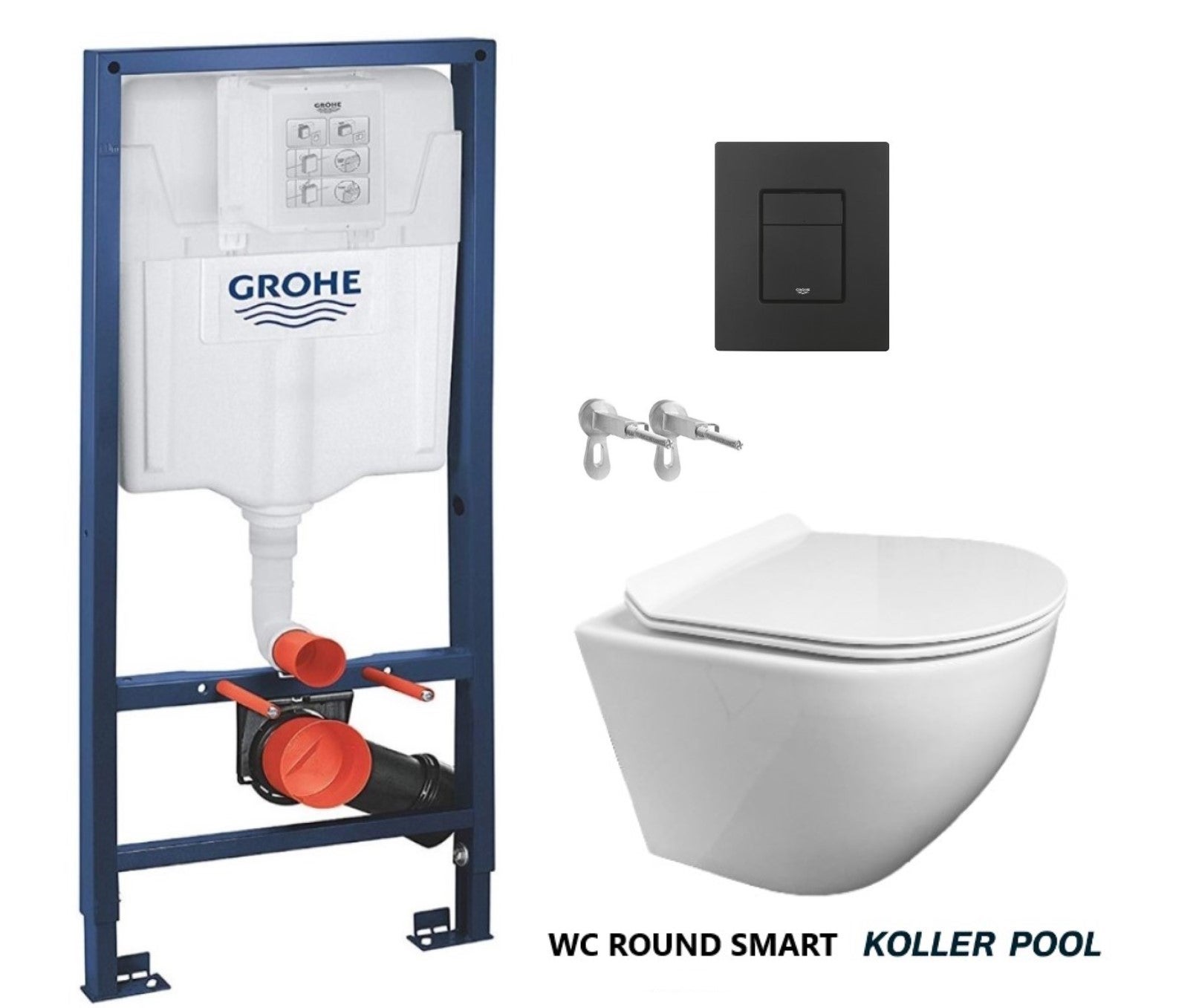 Bâti-support GROHE pack réservoir encastré et plaque noir mat avec WC ...