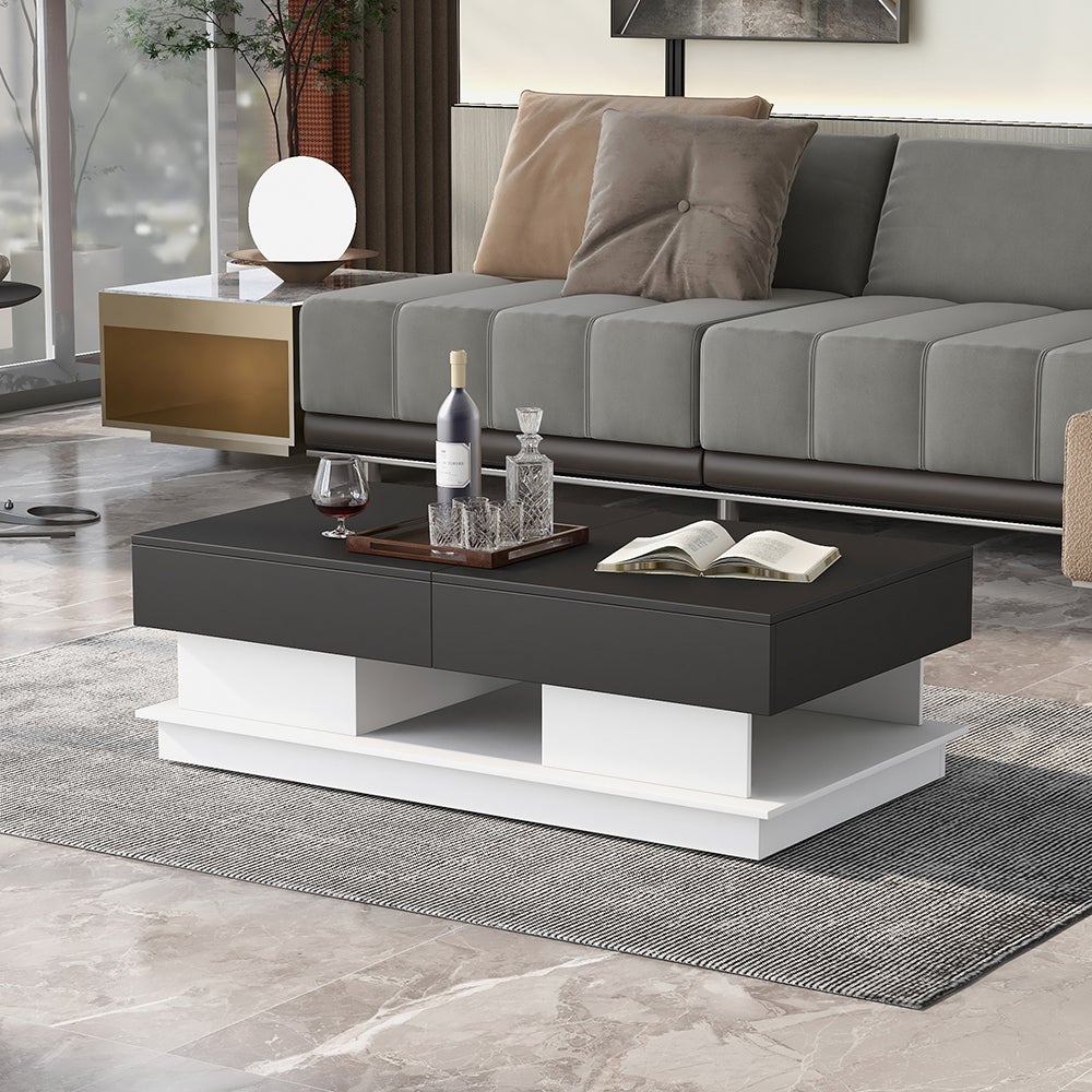 Table basse Rangement multifonctionnelTable basse noire avec tiroir ...