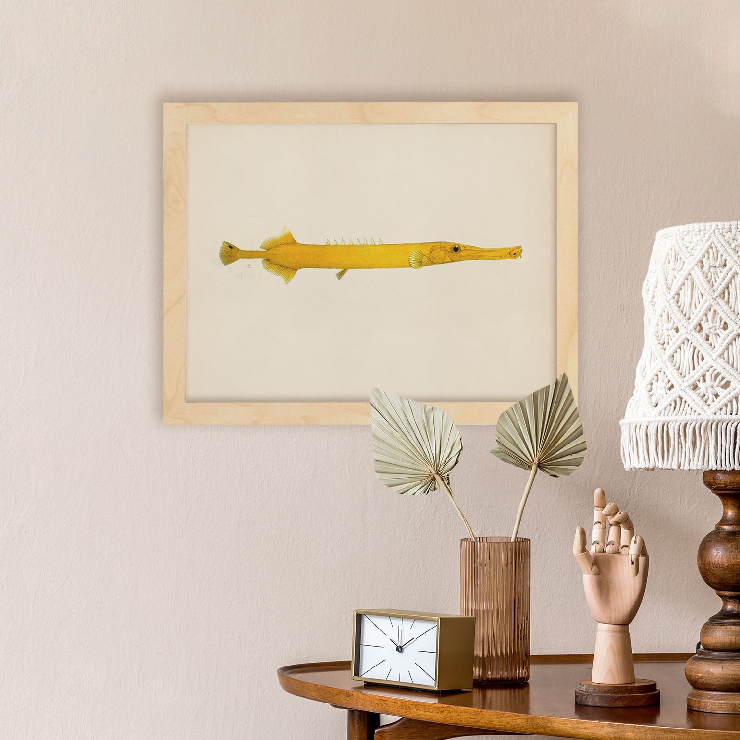 Lámina De Pez Lago Amarillo En , Fondo Papel Vintage. Sin Marco - A4 ...