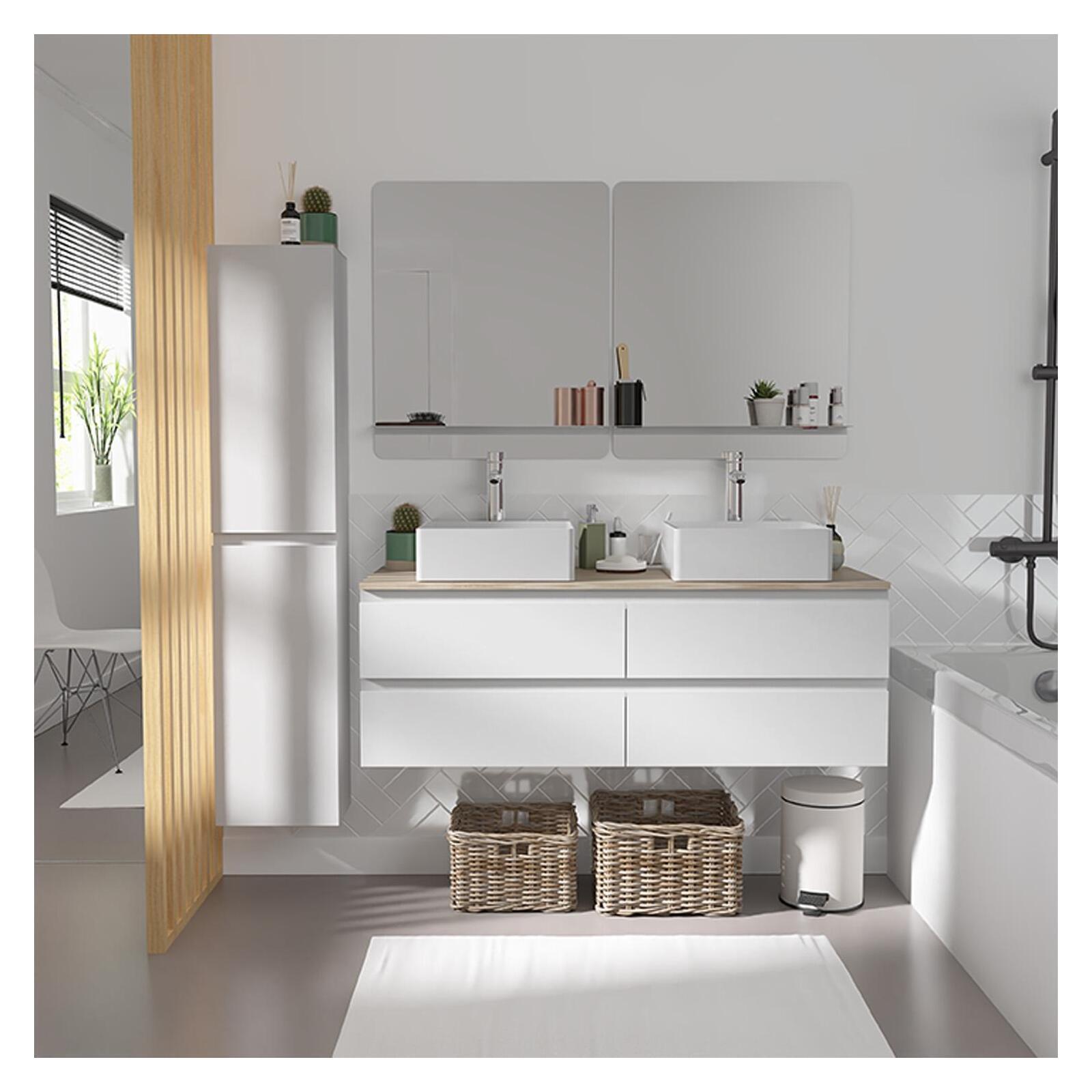 Ensemble meuble double vasque SORRENTO suspendu avec colonne 120cm ...