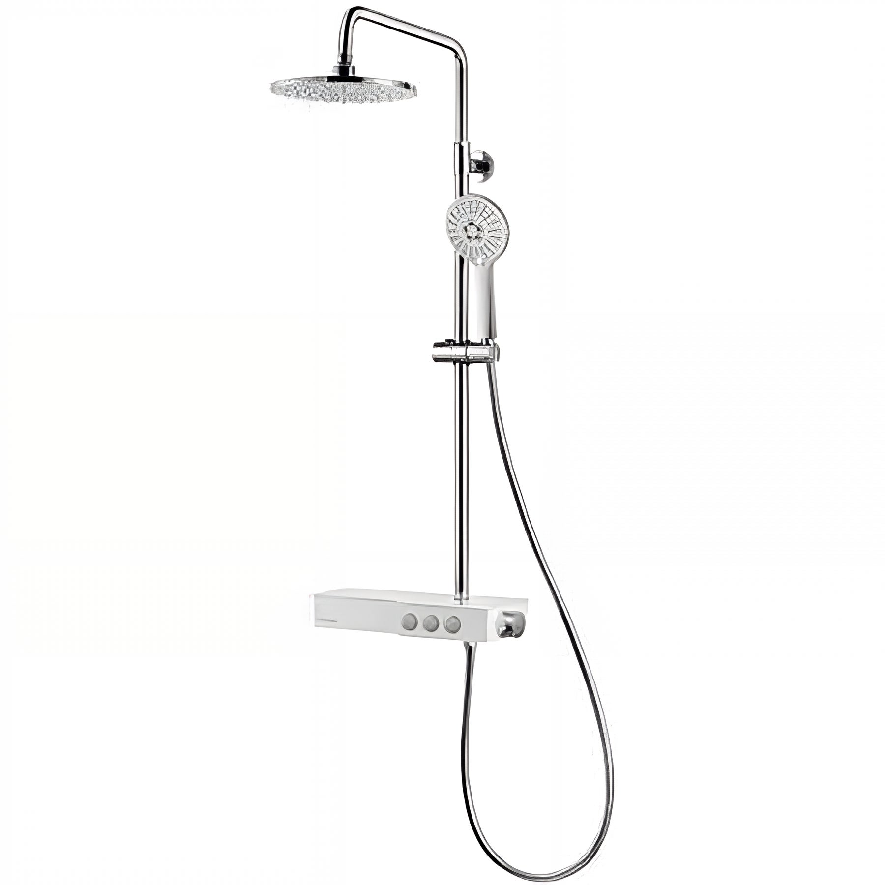 Colonne de douche murale télescopique pommeau haut pivotant douchette 4 ...