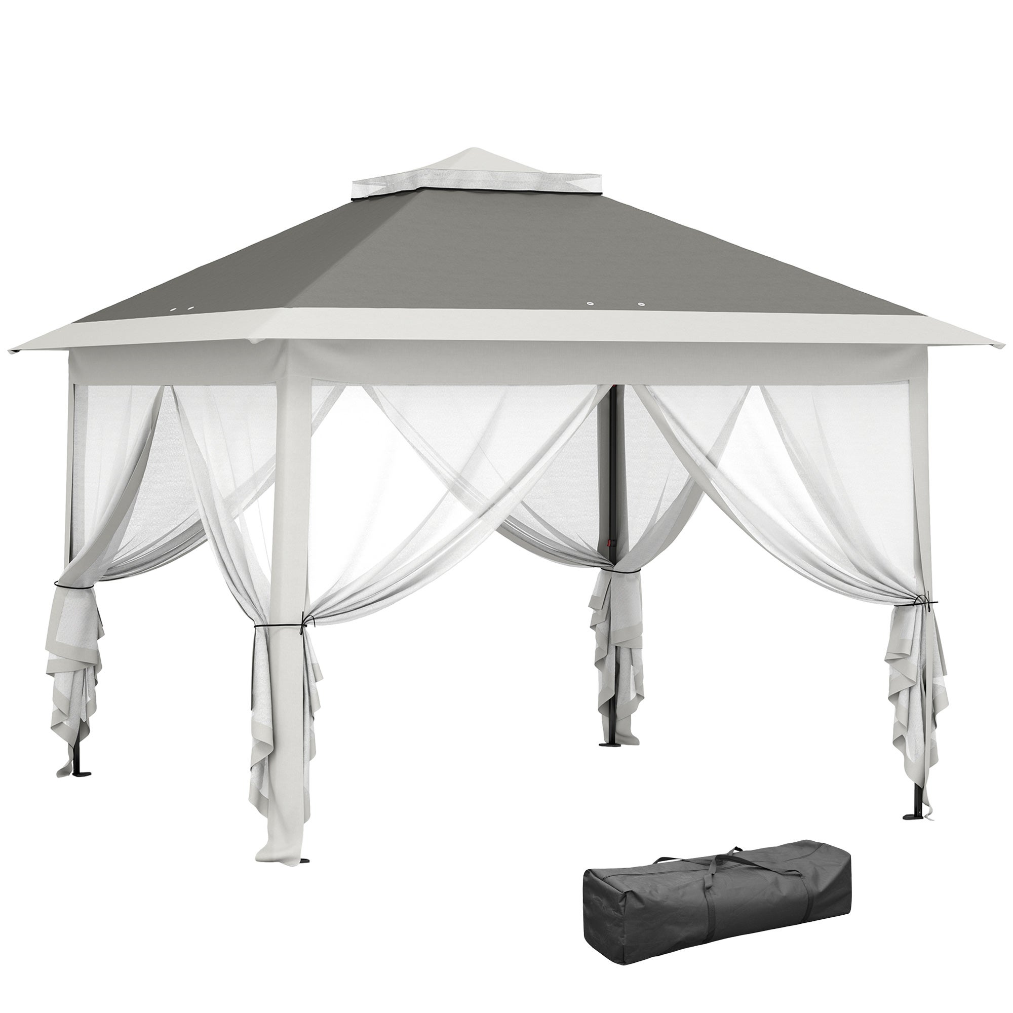 Altura ajustable exterior gazebo con mosquitera, en metal y tela Oxford ...