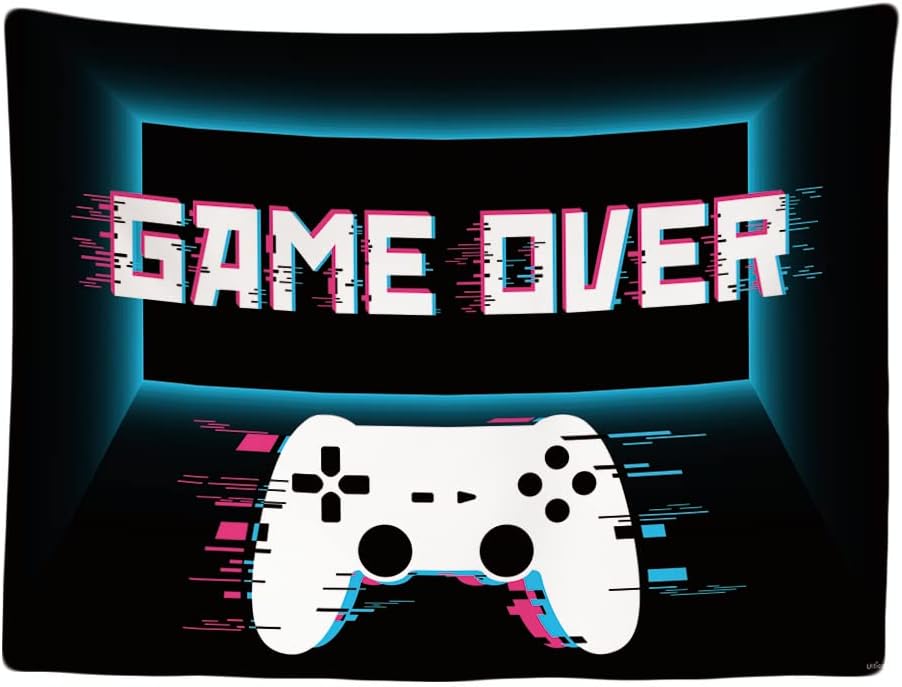 200x150cm Tapisserie Murale Décorative Chambre - Game Over Controller ...