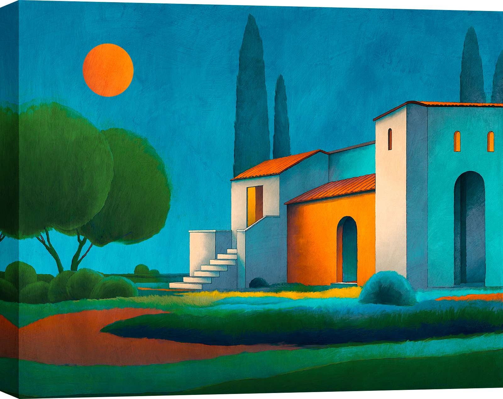 Tableau sur toile, paysage moderne - Stefano Renaldi - Ferme - 100x70 ...
