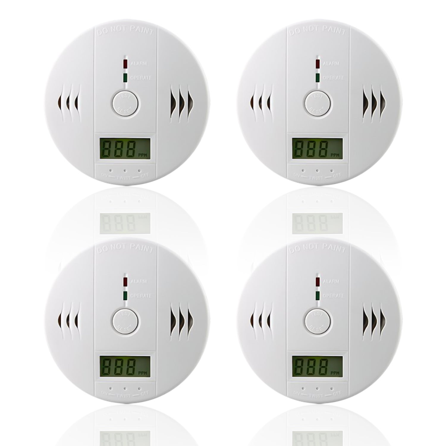 4x Détecteur de Monoxyde de Carbone – Alarme Sonore et Lumineuse ...