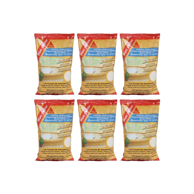 Lot de 6 additifs en poudre pour imperméabiliser les mortiers et bétons - SIKA Super Sikalite ...