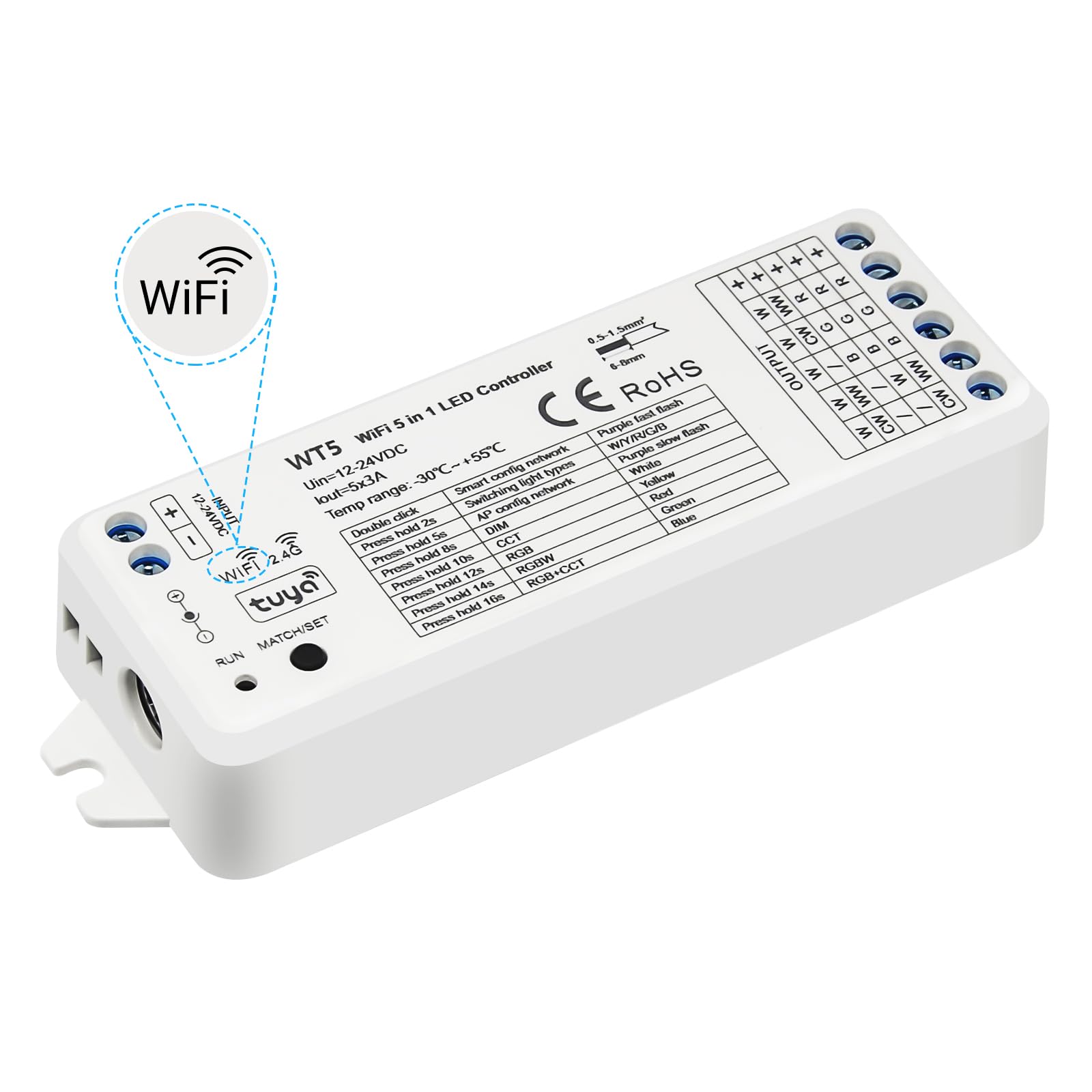 Controlador LED inteligente WT5 WiFi unidad de control 5 en 1 para ...