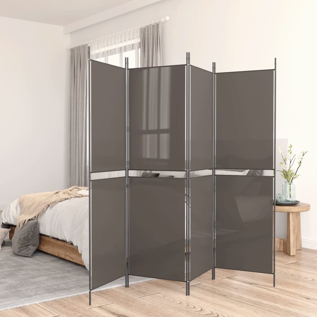VidaXL Biombo divisor de 5 paneles de tela gris antracita 250x180 cm ...
