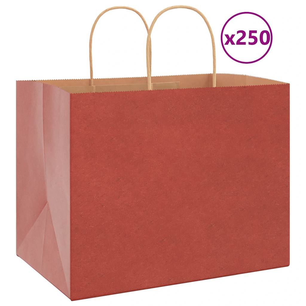Sacs en papier kraft 250 pcs，Sacs kraft avec poignées rouge 32x22x24 cm ...