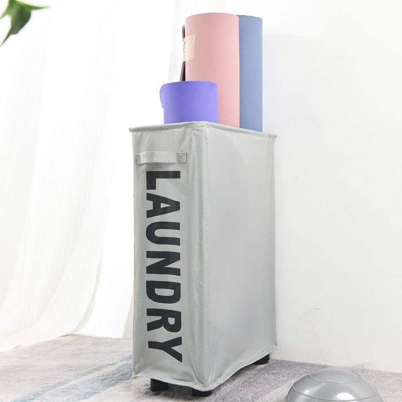 Cesto de ropa plegable de 42 litros, gris claro, con 4 ruedas ...