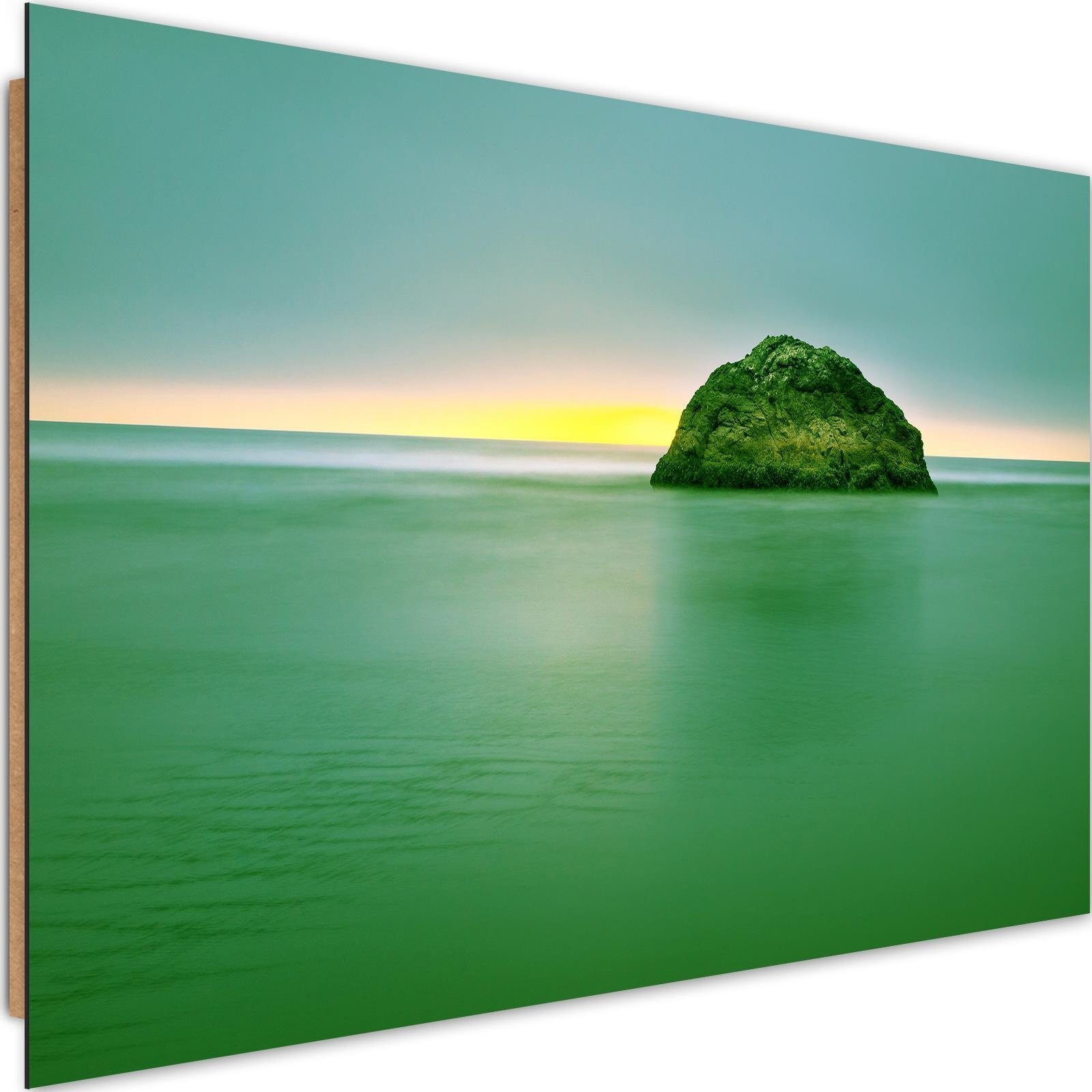 Tableau bois rock dans la mer au crépuscule 3 - 90 x 60 cm | Leroy Merlin