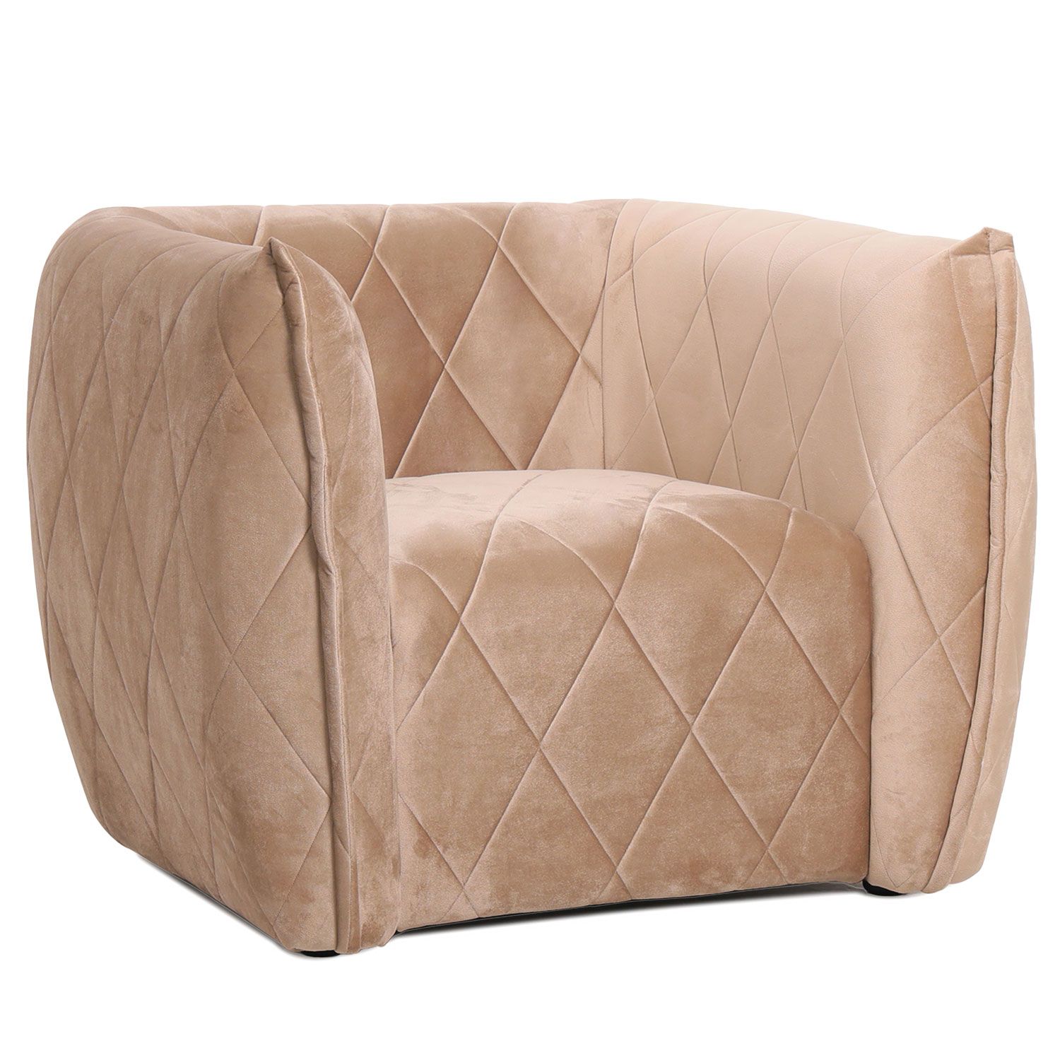 Fauteuil moderne revêtement matelassé Losania Velours Taupe clair ...