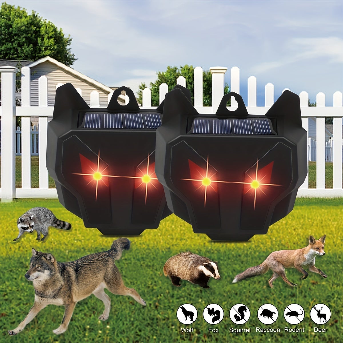 Repelente solar nocturno para animales, 2 Pac, dispositivo repelente ...